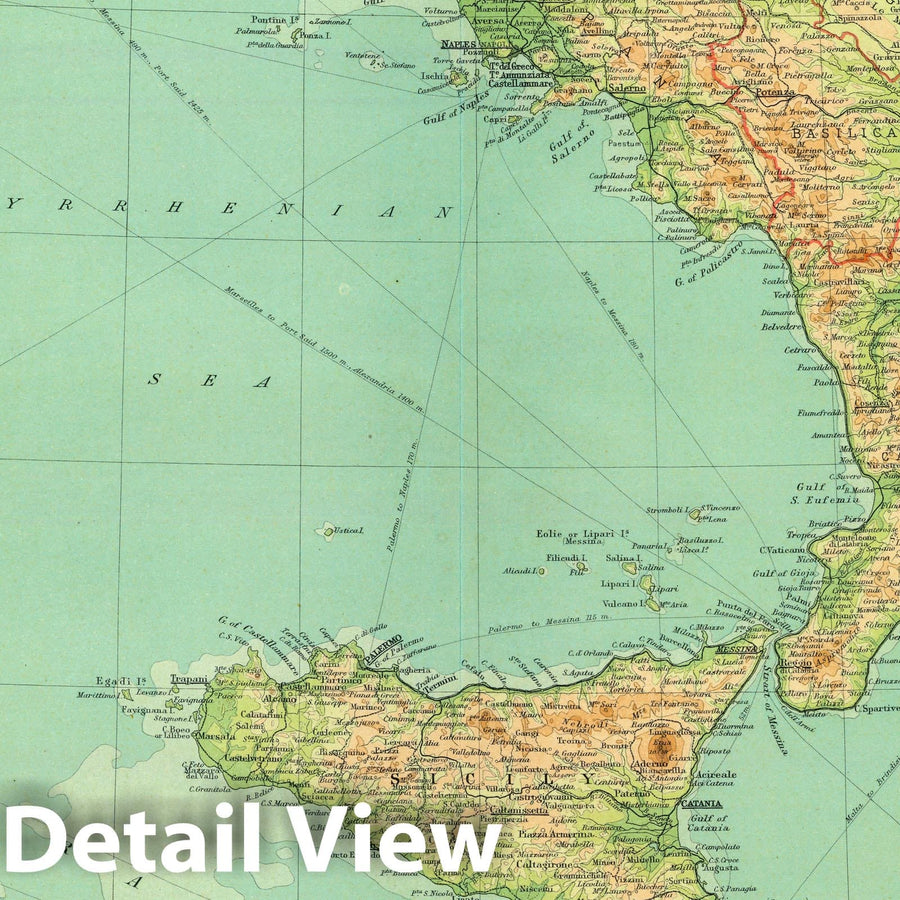 Historic Map : 1922 Southern Italy. - Vintage Wall Art – Historic Pictoric