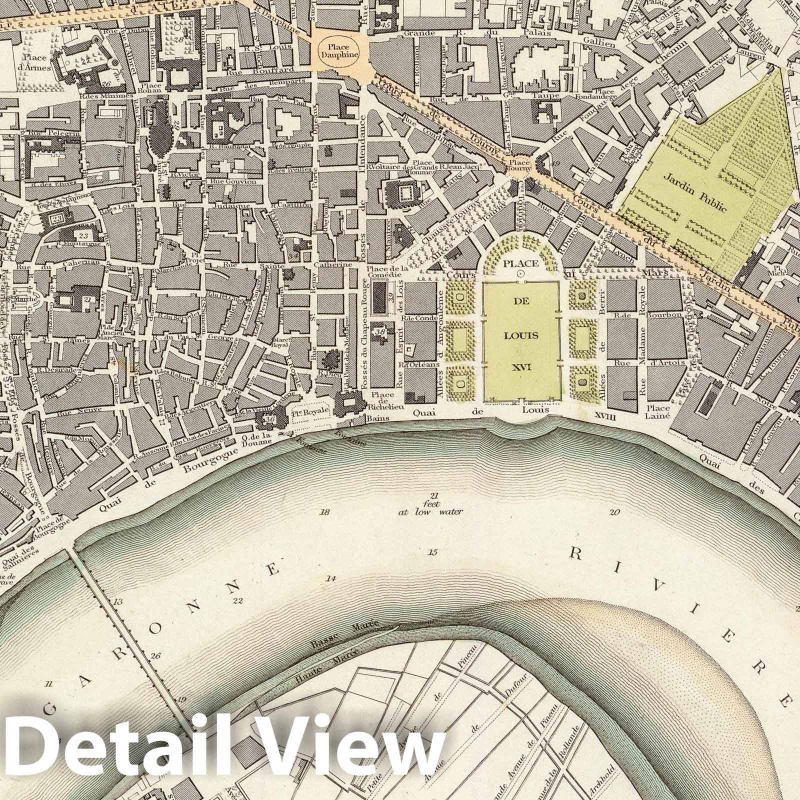 Historic Map : France , Bordeaux France, 1832 Bordeaux. , Vintage Wall ...