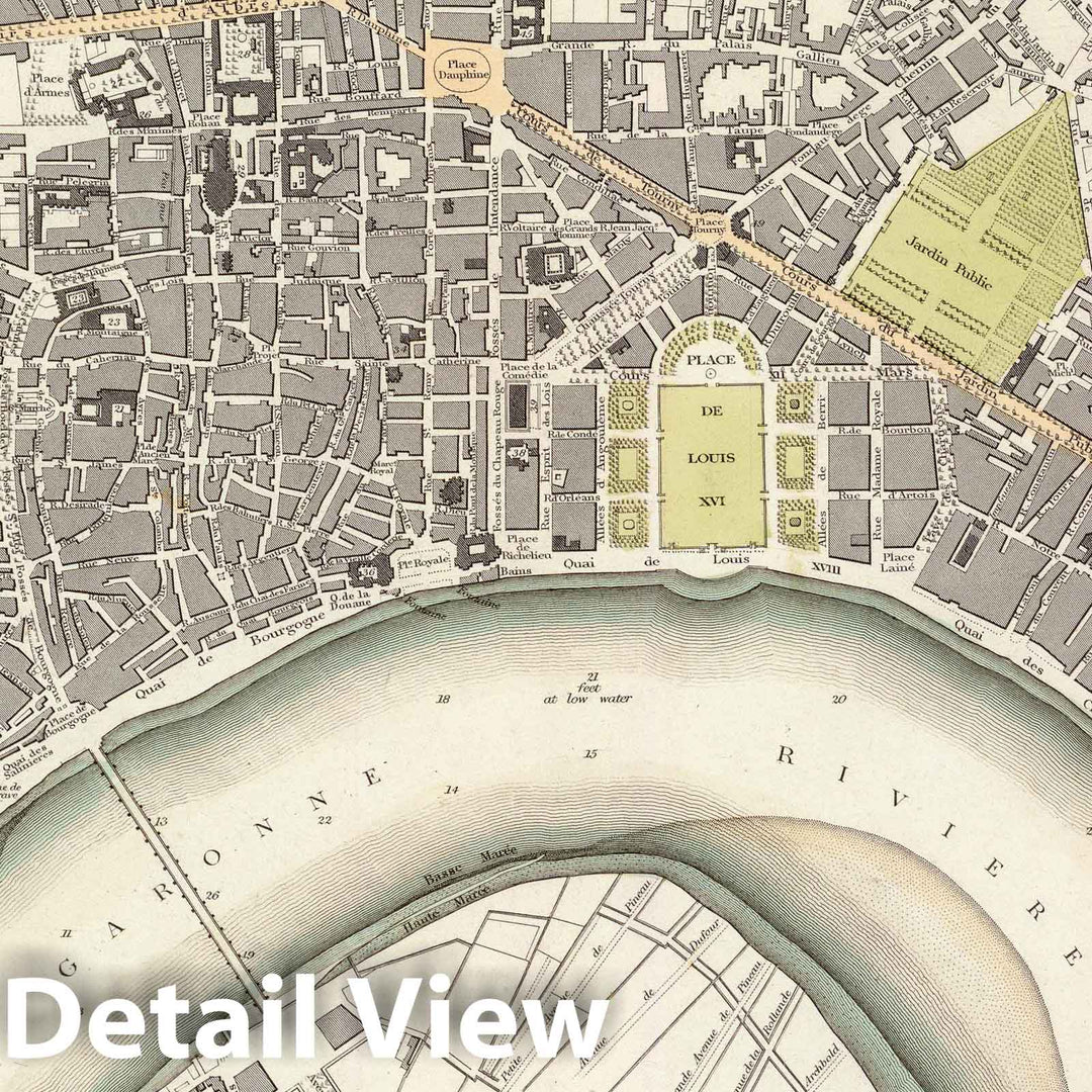 Historic Map : France , Bordeaux France, 1832 Bordeaux. , Vintage Wall ...