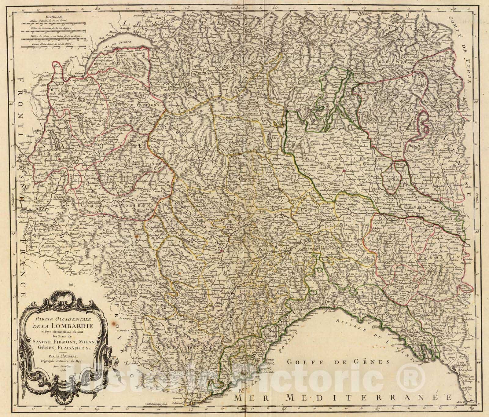 Historic Wall Map : Italy, 1750 Lombardie occidentale. , Vintage Wall ...