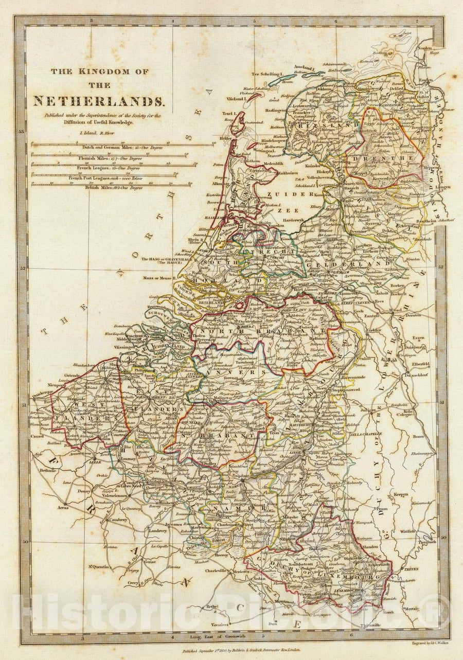 Historic Map : 1830 Netherlands. - Vintage Wall Art – Historic Pictoric