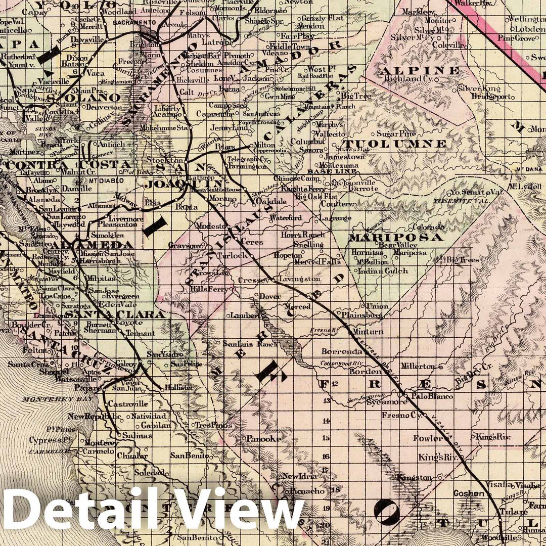 Historic Map : National Atlas - 1875 California. - Vintage Wall Art ...