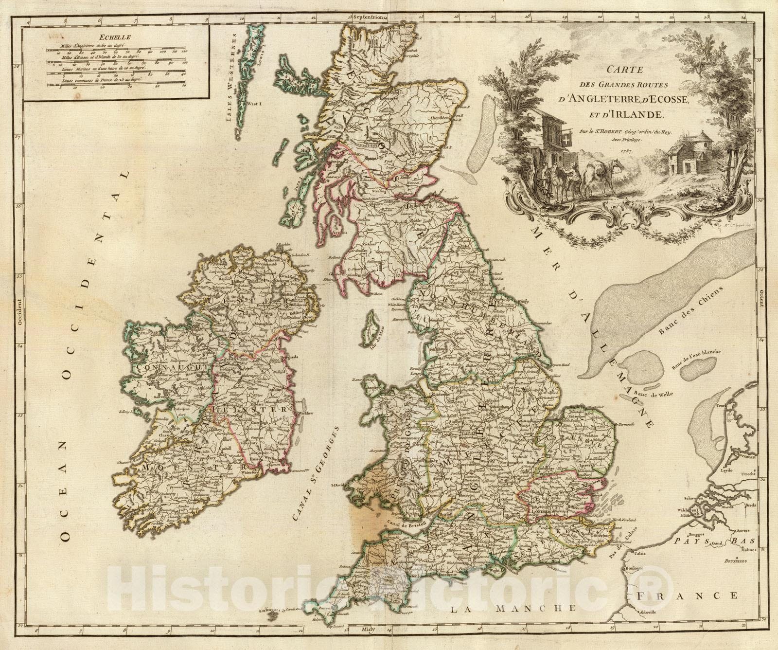 Historic Map : England; Ireland, British Isles 1757 Iles Britaniques r ...