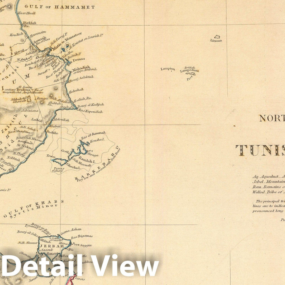 Historic Map : Libya; Tunisia, 1836 Tunis, Tripoli. , Vintage Wall Art ...
