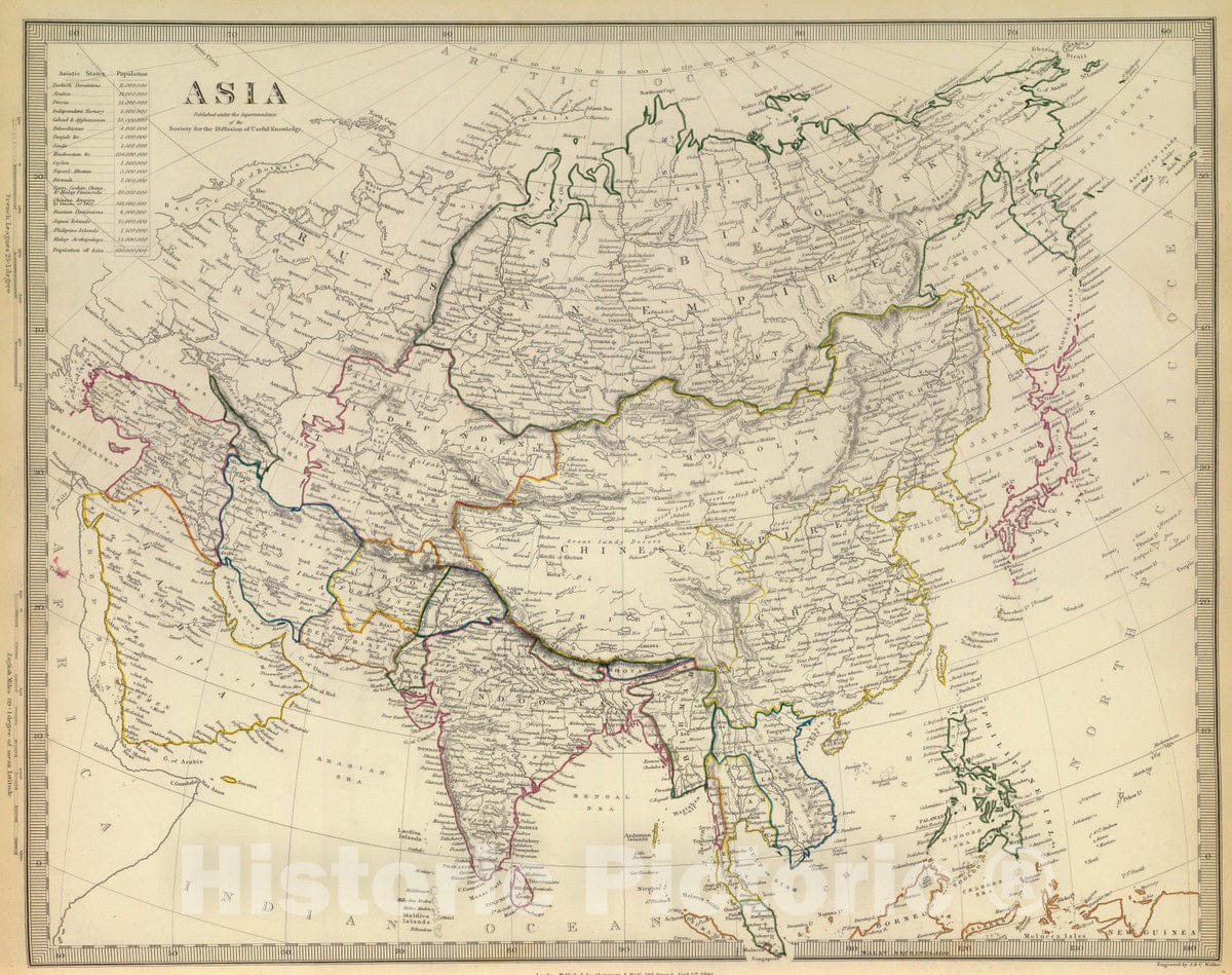 Historic Wall Map : 1840 Asia. - Vintage Wall Art – Historic Pictoric