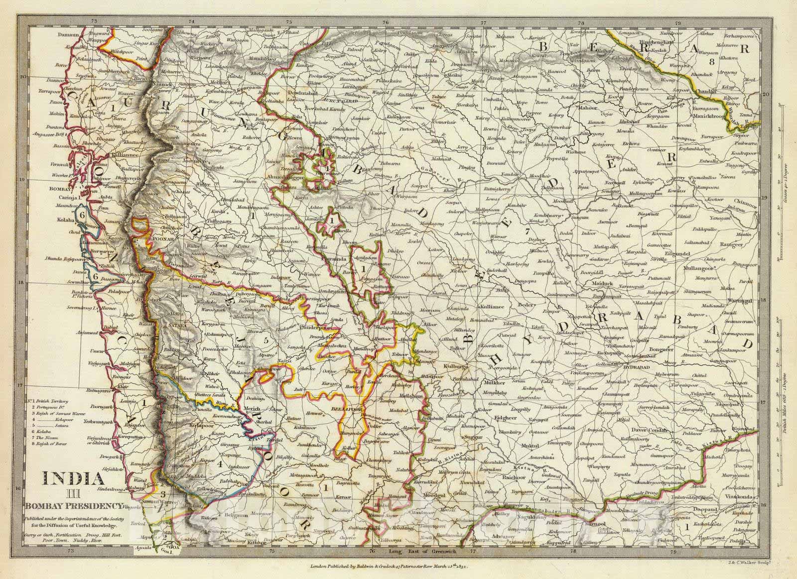 Historic Map : 1832 India III Bombay Presidency : Vintage Wall Art ...
