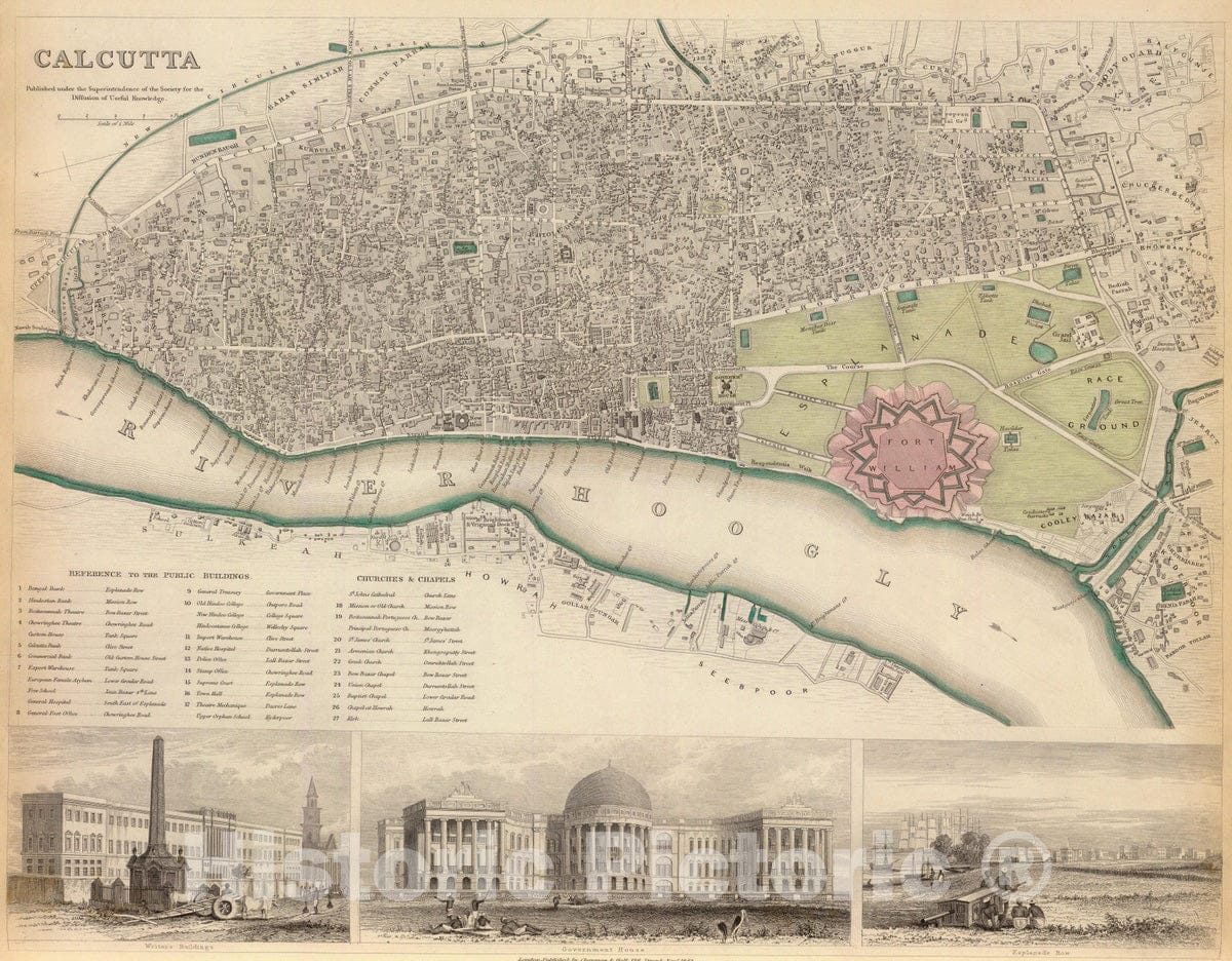 Historic Map : 1842 Calcutta. - Vintage Wall Art – Historic Pictoric