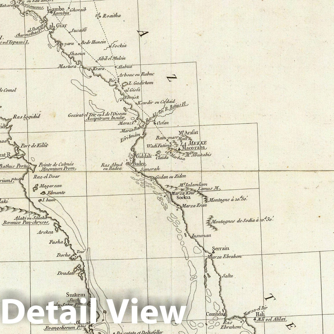 Historic Map : Red Sea, Africa; Asia 1765 Golfe Arabique ou Mer Rouge ...