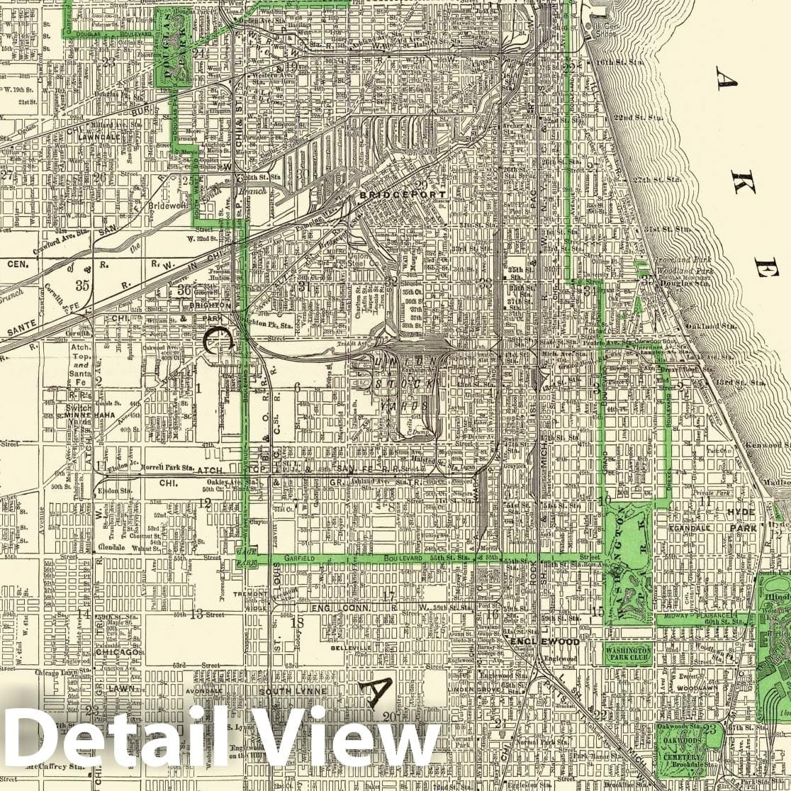Historic 1897 Map of Chicago (IL) - Vintage Wall Art - Historic Pictoric