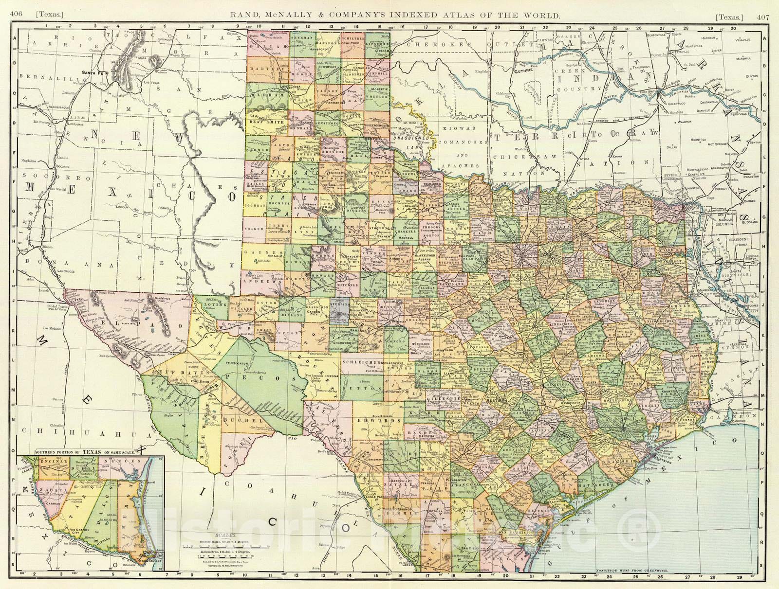 Historic Map : 1897 Texas. - Vintage Wall Art – Historic Pictoric