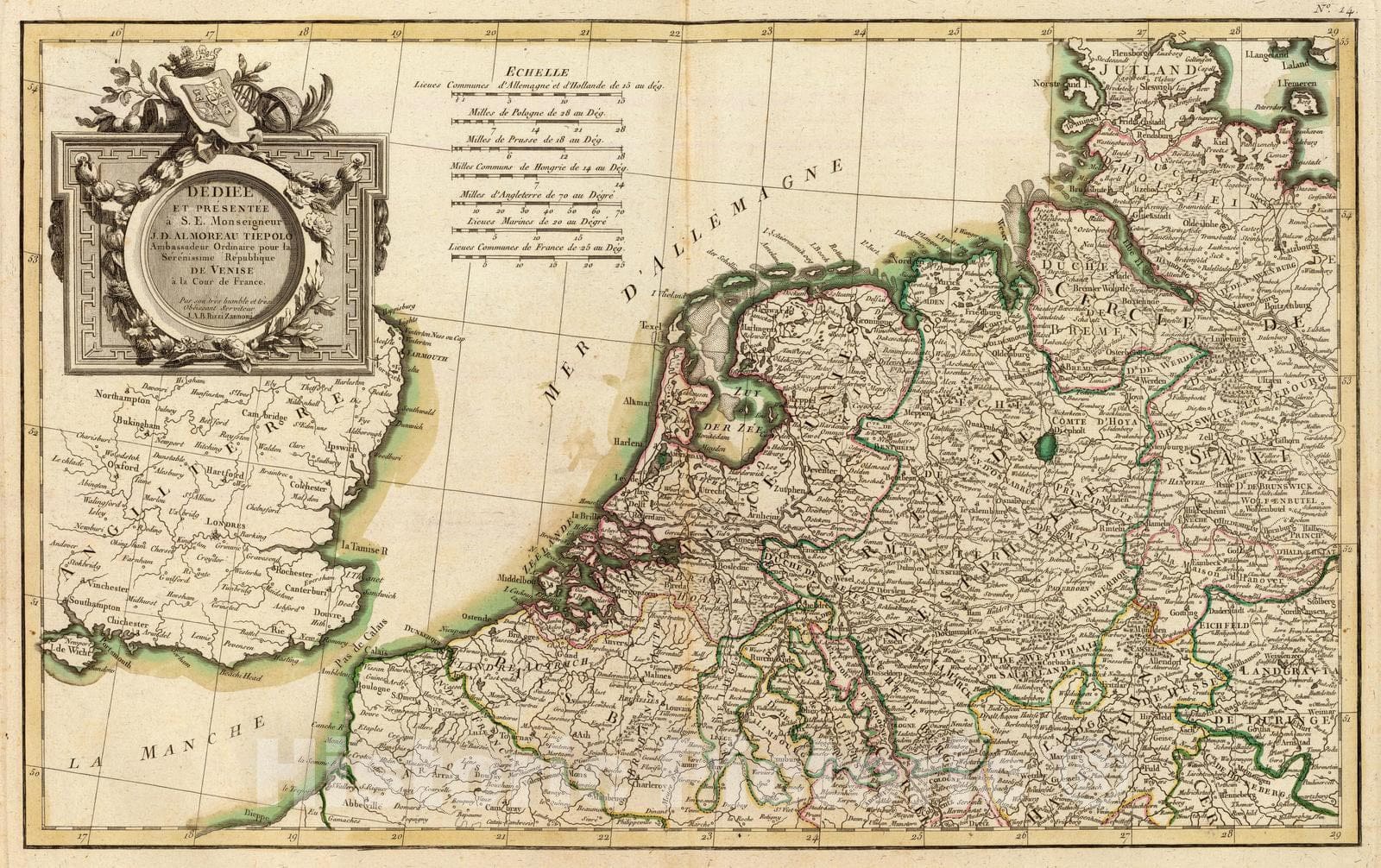 Historic Map : Germany, Benelux countries 1780 L'Alemagne 1. , Vintage ...