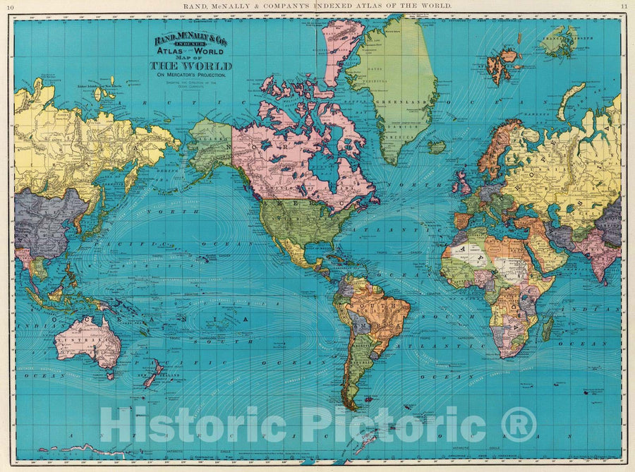 Historic Map : 1897 World, Mercator's projection. - Vintage Wall Art ...