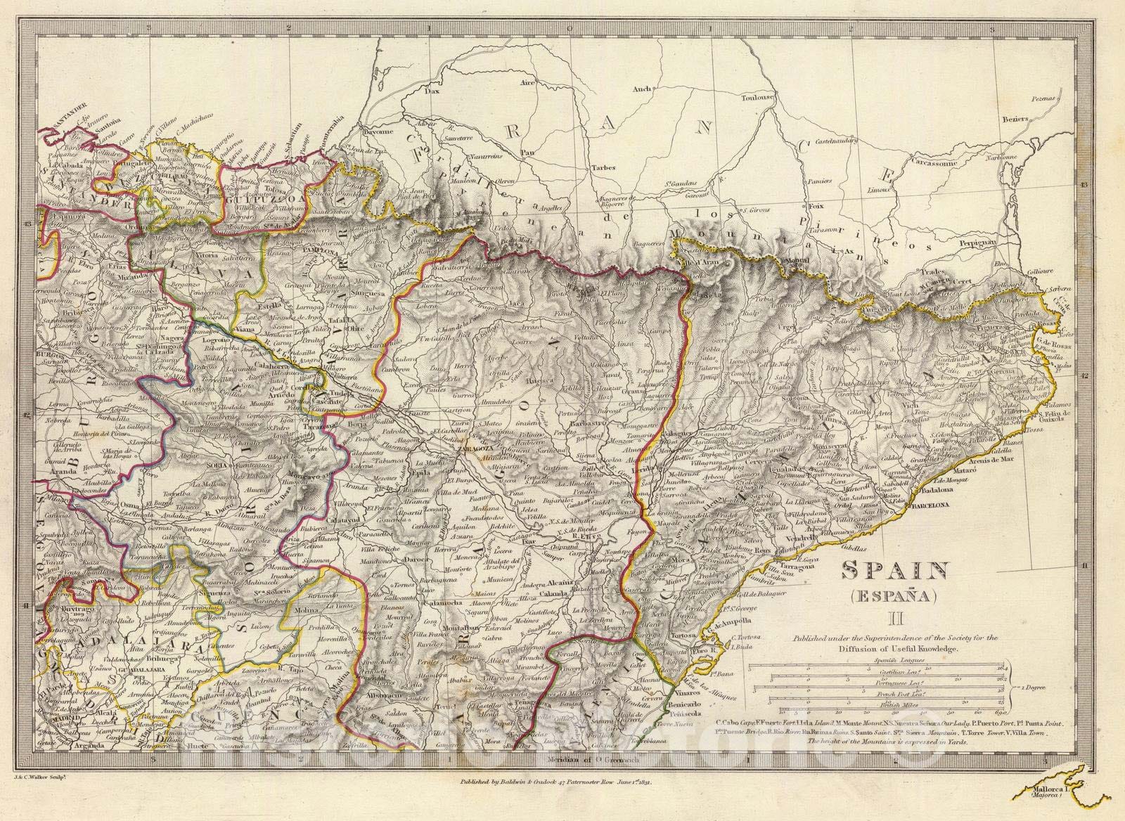 Historic Wall Map : 1831 Spain. Espana II. - Vintage Wall Art ...