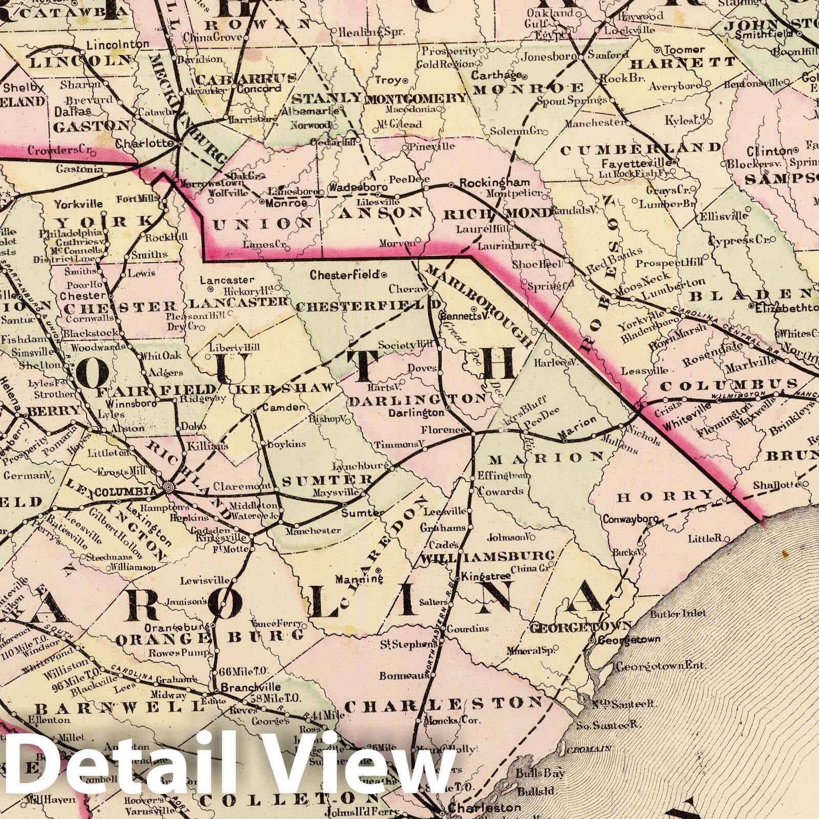 Historic Map : National Atlas - 1875 North And South Carolina. - Vinta ...