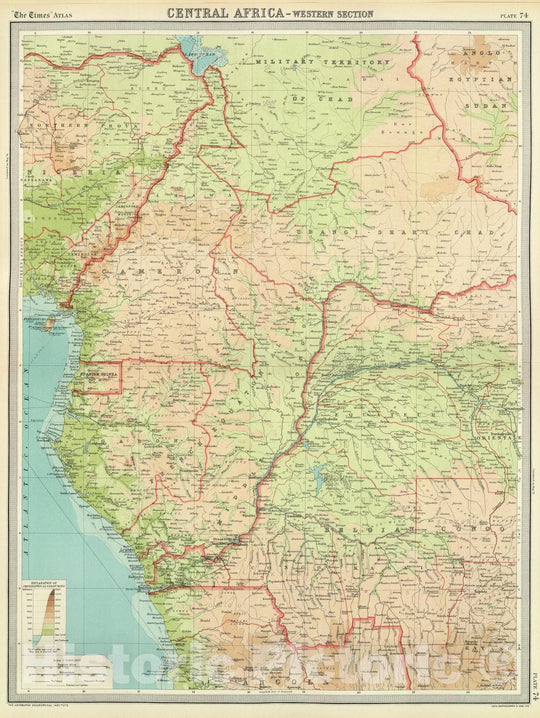 Historic Map : 1922 Central Africa - western section. - Vintage Wall A ...