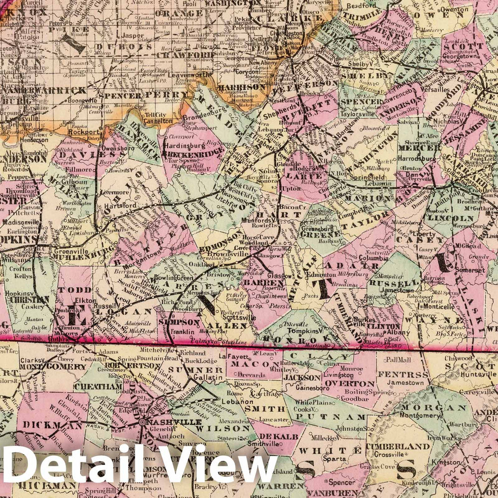 Historic Wall Map : National Atlas - 1875 Kentucky And Tennessee. - Vi ...