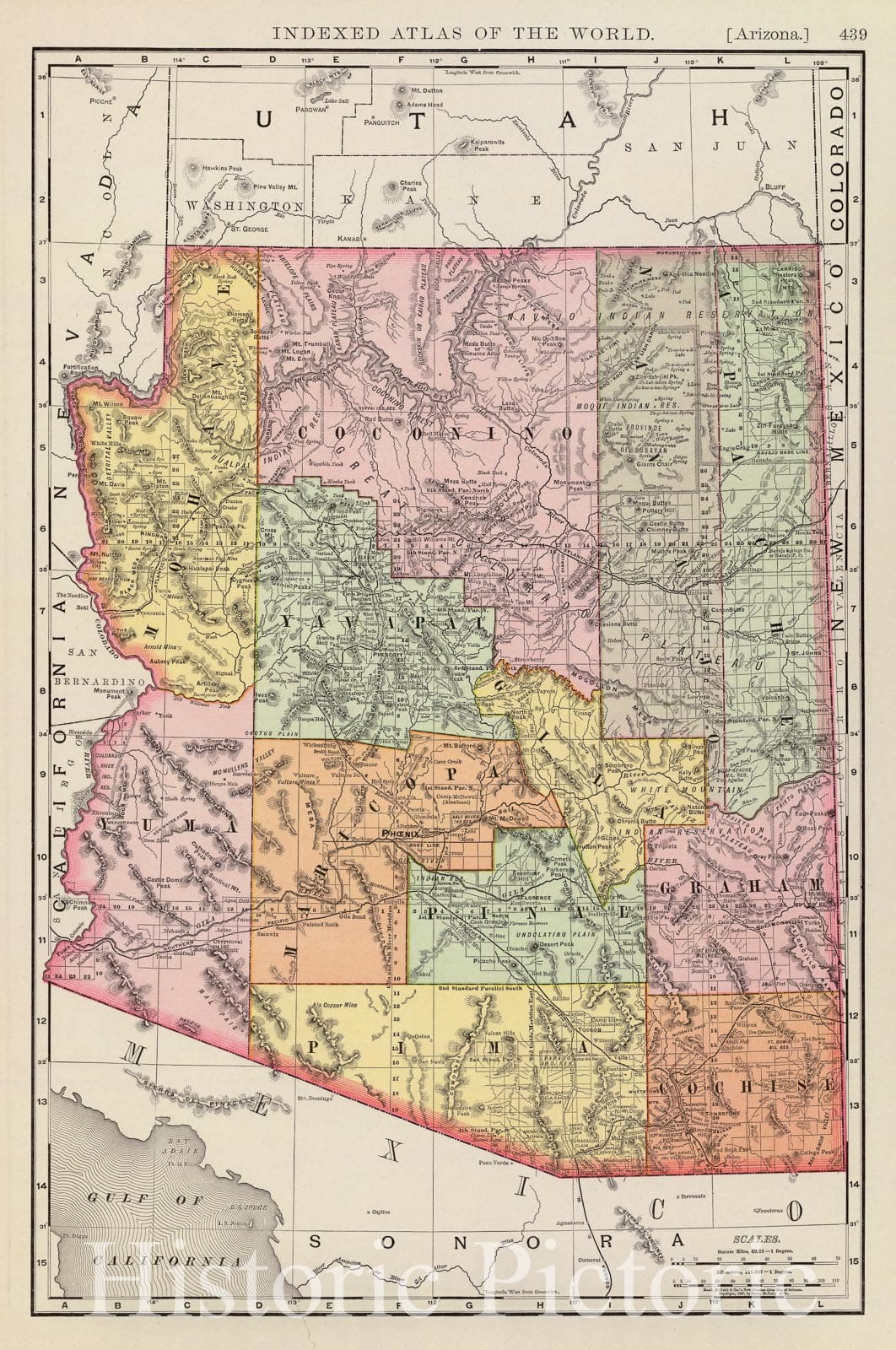 Historic Map : 1897 Arizona. - Vintage Wall Art – Historic Pictoric