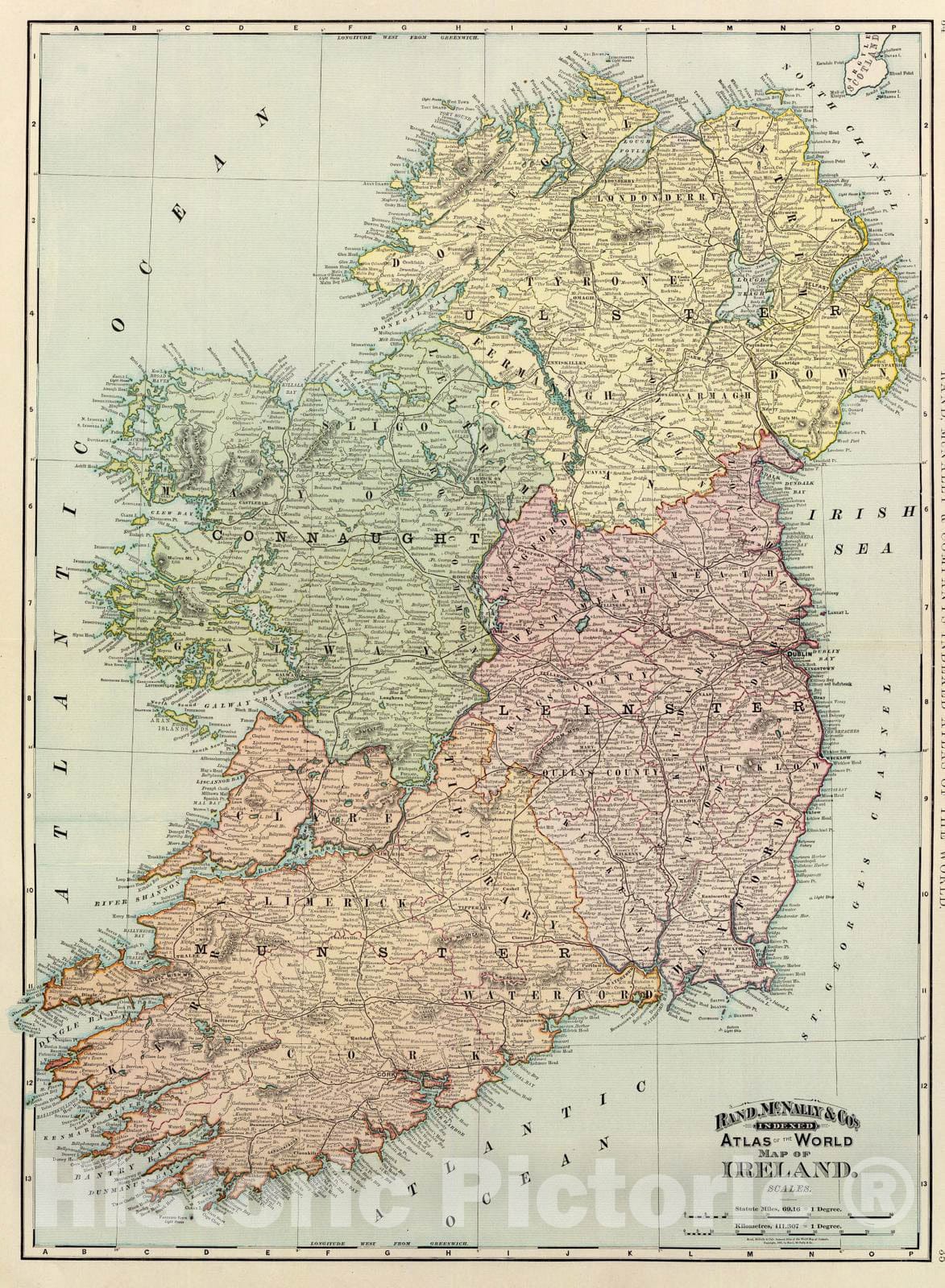 Historic Map : 1897 Ireland. - Vintage Wall Art – Historic Pictoric
