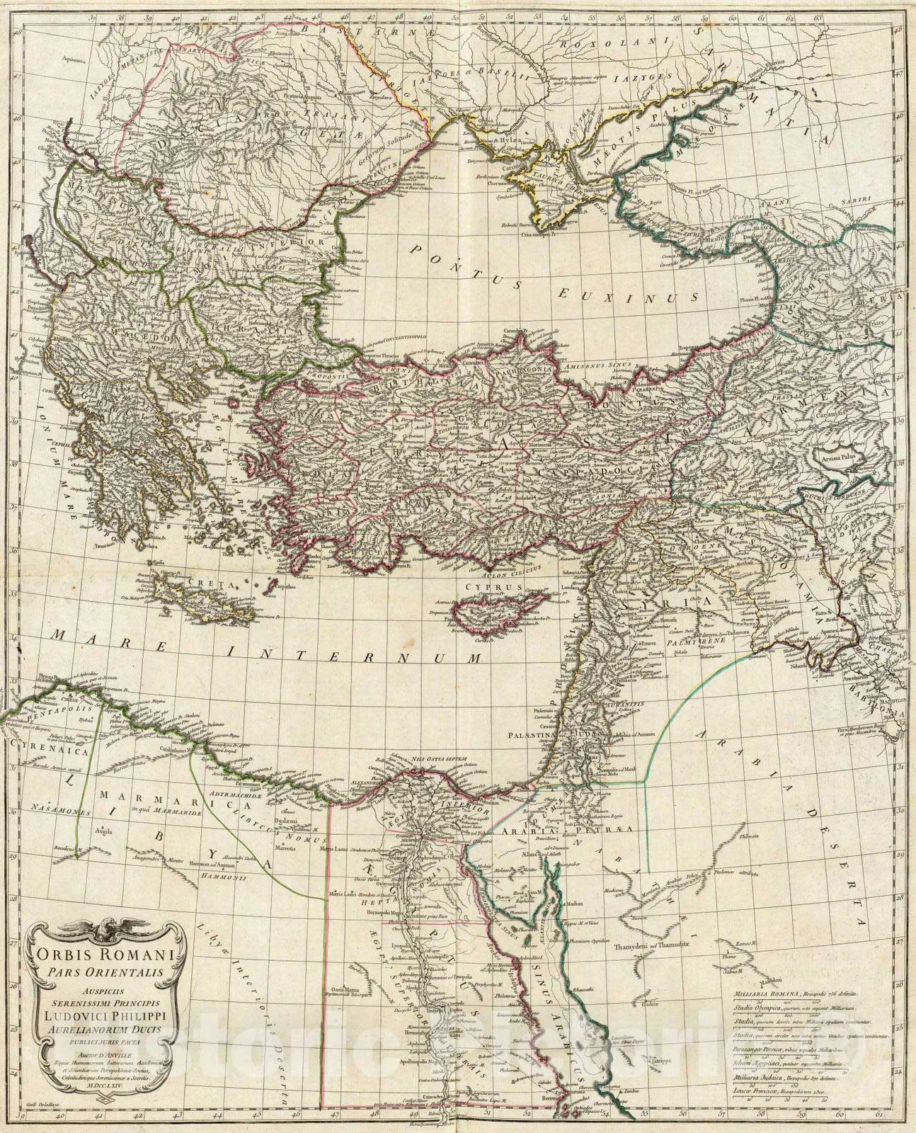Historic Map : Rome, Eastern Hemisphere 1764 Orbis Romani, pars orient ...