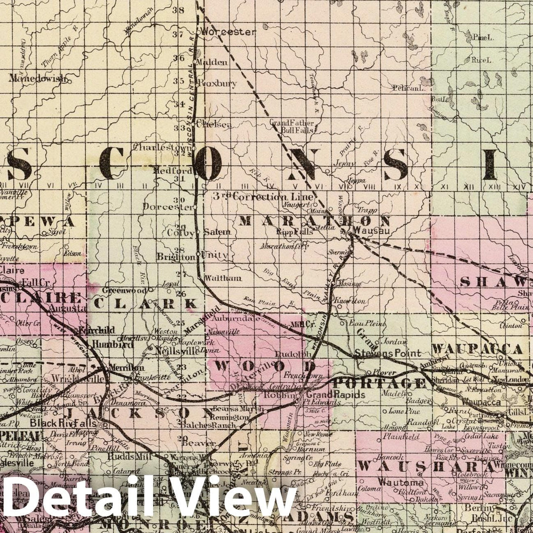 Historic Map - National Atlas - 1875 Wisconsin. - Vintage Wall Art ...