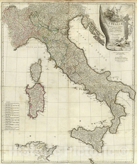 Historic Map : Italy; Malta, Corsica 1743 L'Italie. , Vintage Wall Art ...