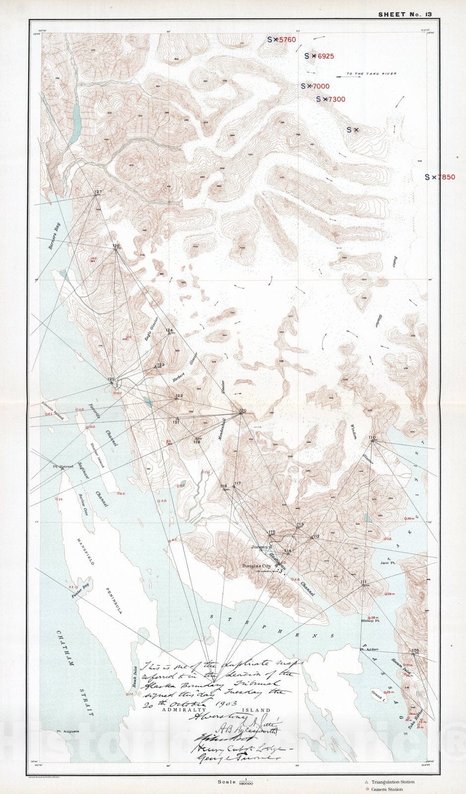 Historic Map : 1904 Sheet No. 13. (Stephens Passage, Taku Inlet, Junea ...