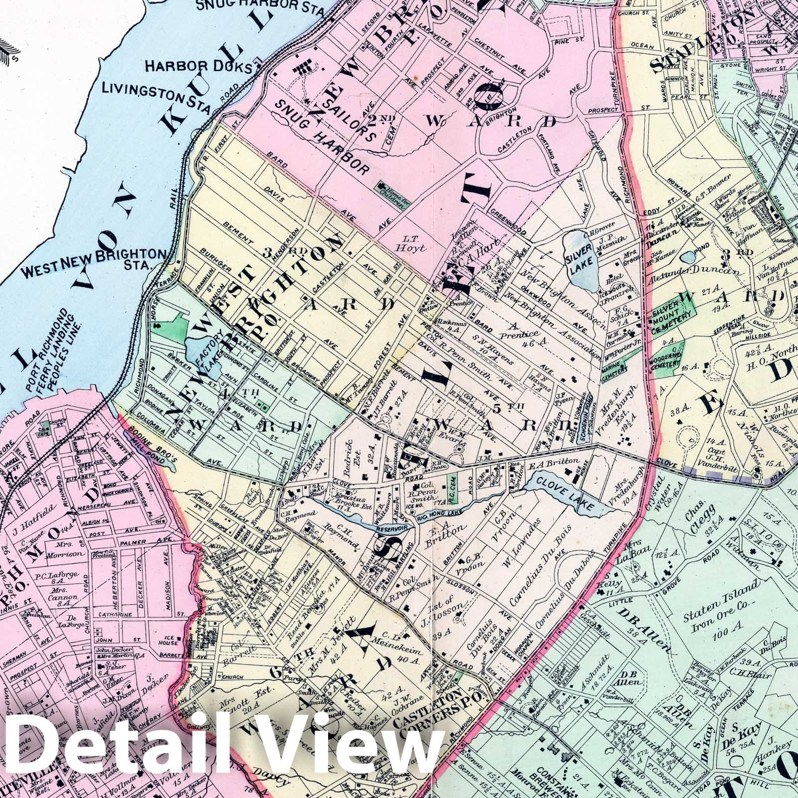Historic Wall Map : 1887 Section A (northern Staten Island, New York ...
