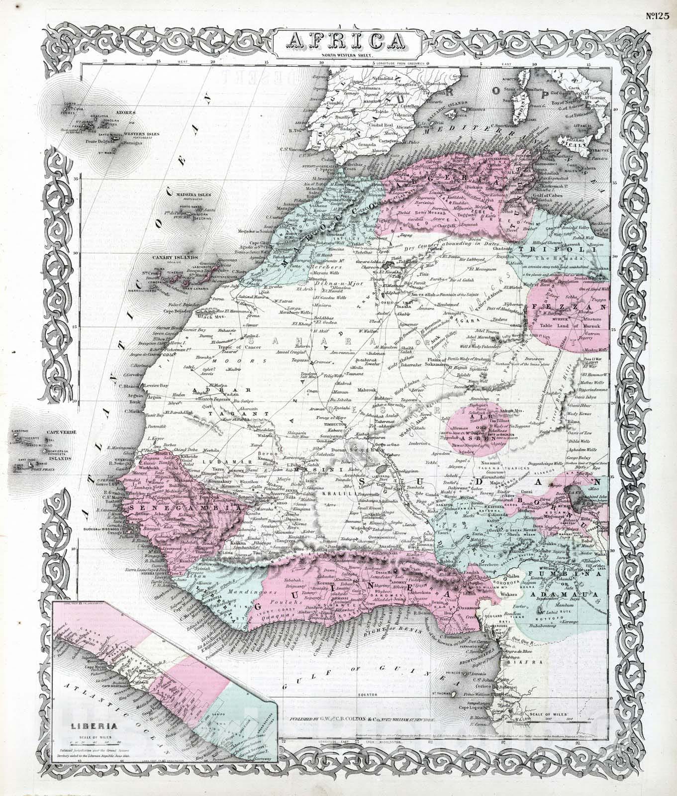 Historic Map : 1869 West Africa. - Vintage Wall Art – Historic Pictoric