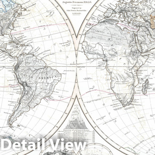 Historic Map : 1850 Orographical Map of the Globe. - Vintage Wall Art ...