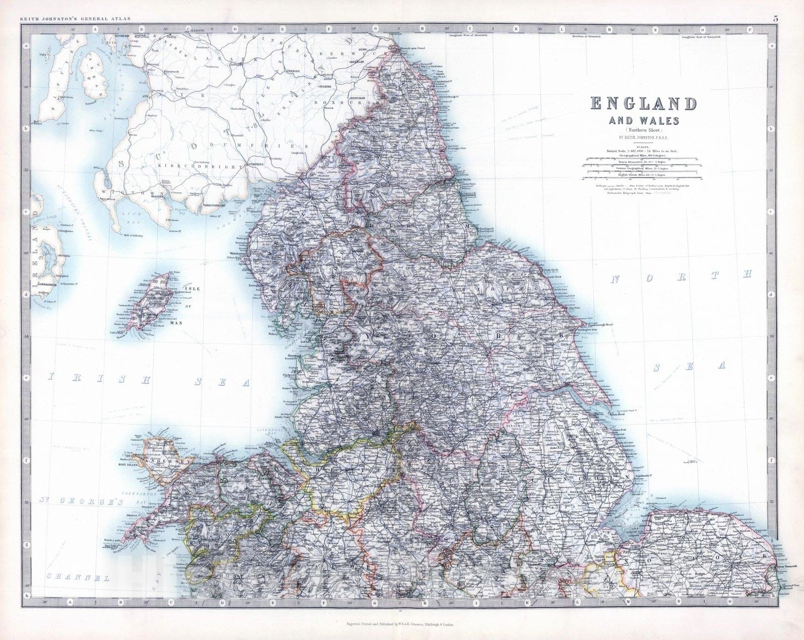 Historic Map : 1893 England and Wales (northern sheet). - Vintage Wall ...
