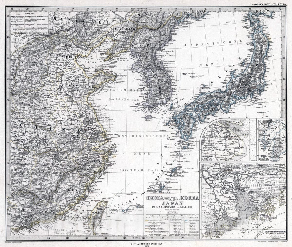 Historic Map : China; Japan, 1872 China, Korea und Japan. , Vintage Wa ...