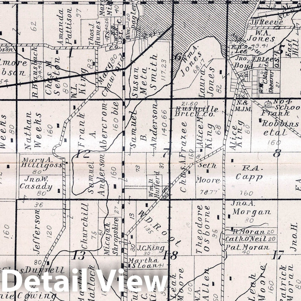 Historic Map : 1908 Rushville Township, Rush County, Indiana. - Vintag ...