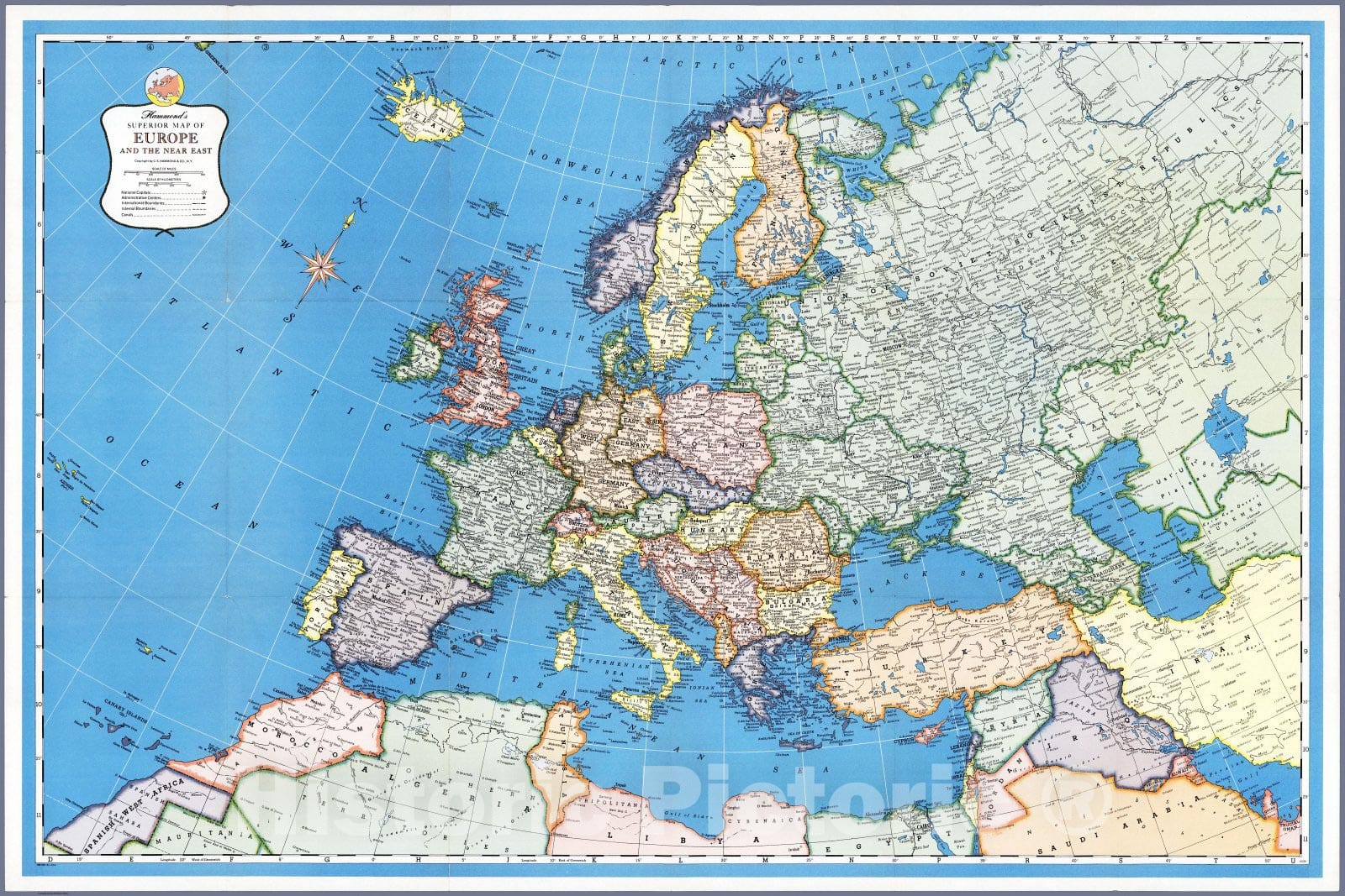 Historic Map : Case Map - 1957 Hammond's Europe and the Near East. - V ...