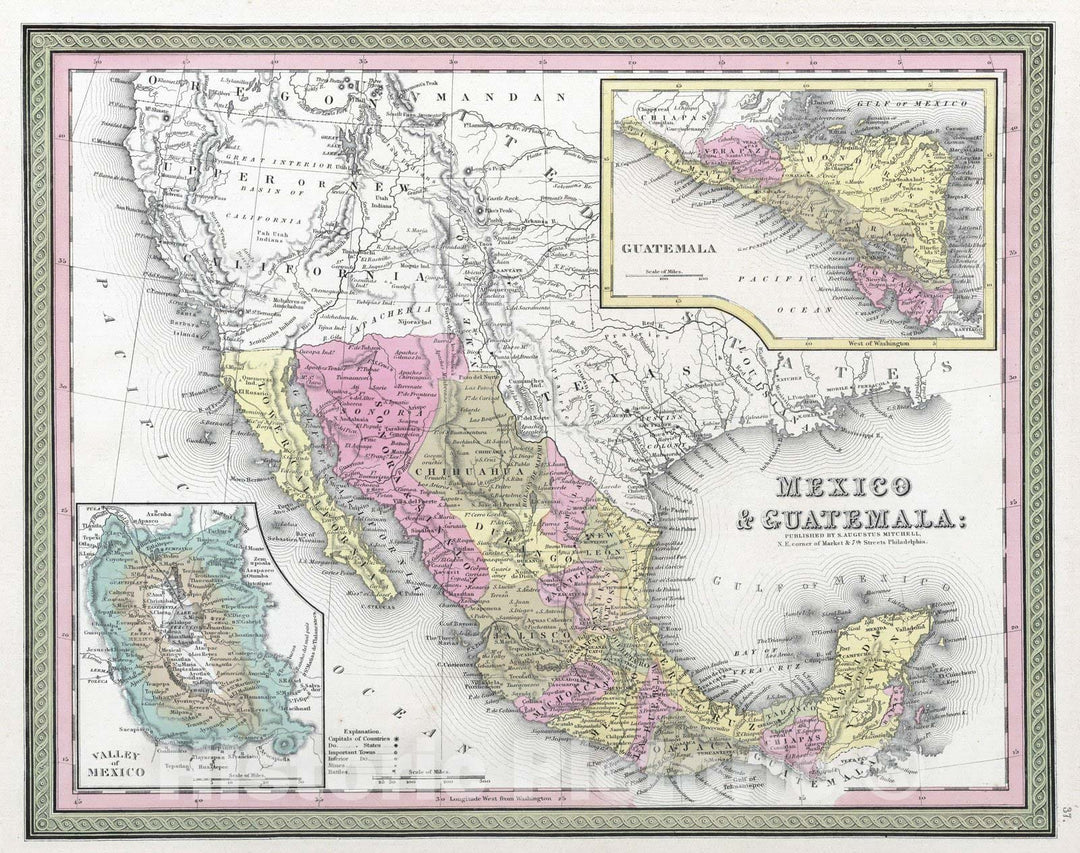Historic Map : 1849 Mexico & Guatemala - Vintage Wall Art – Historic ...