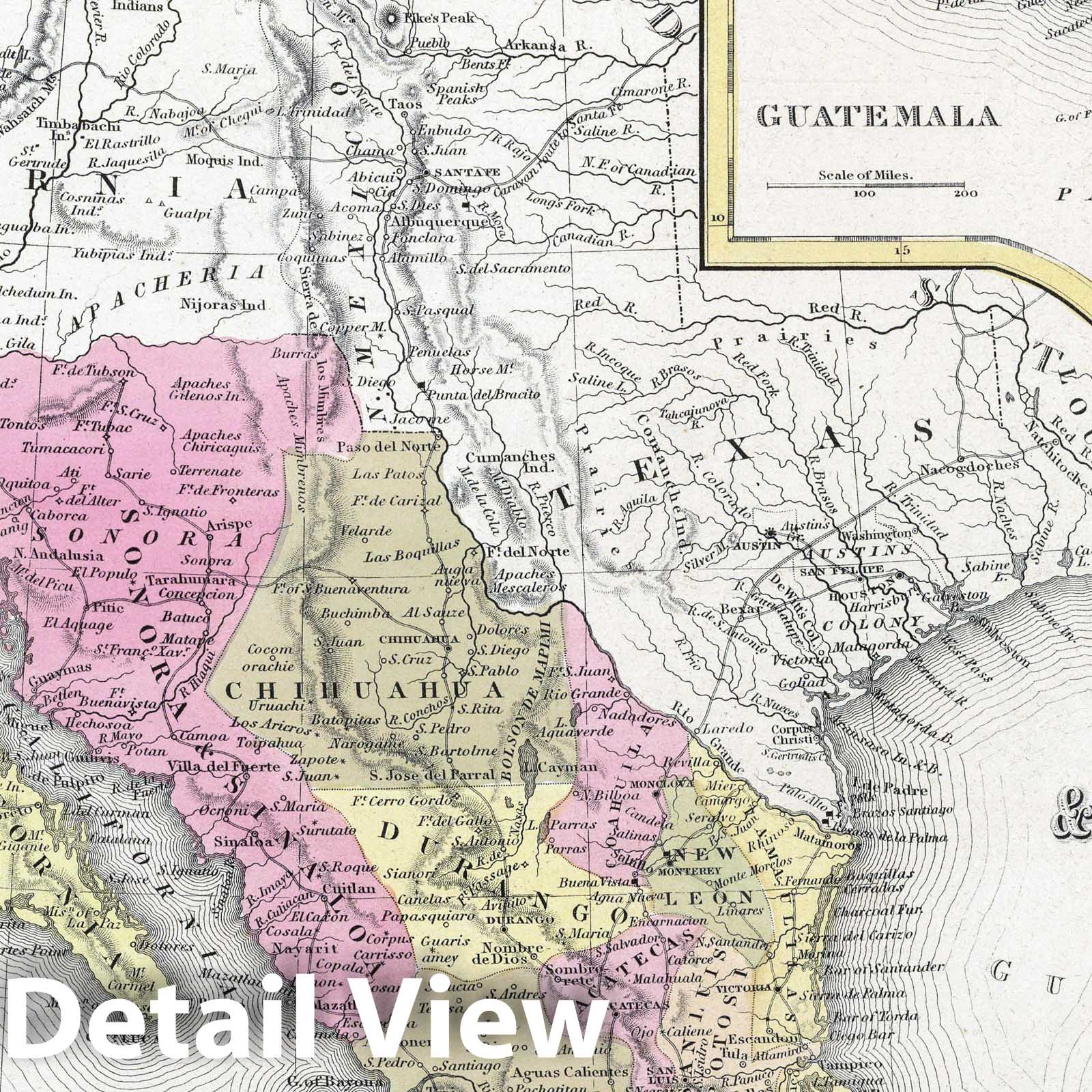 Historic Map : 1849 Mexico & Guatemala - Vintage Wall Art - Historic ...