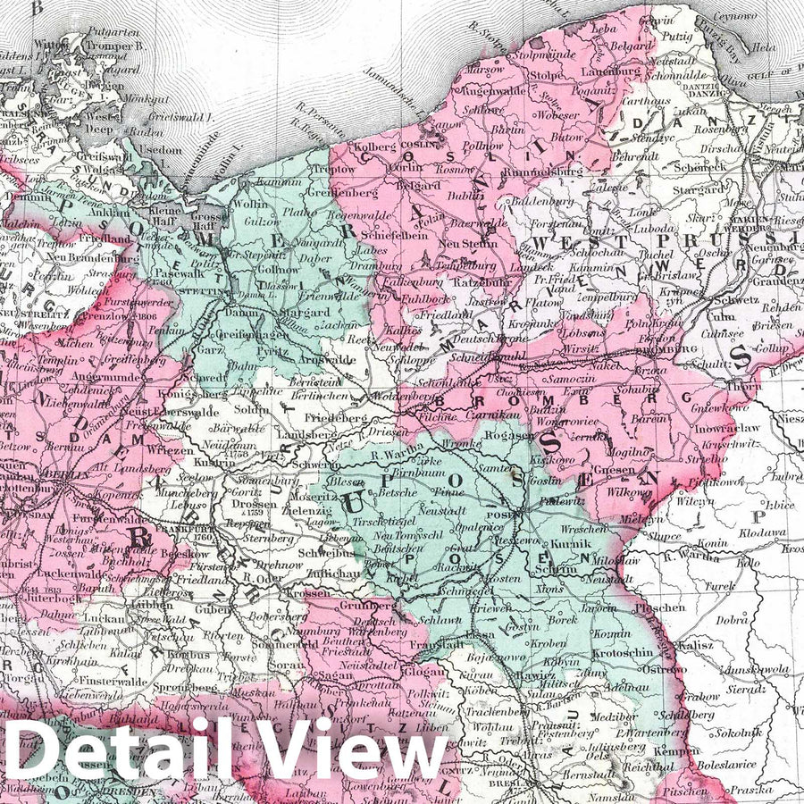 Historic Map : 1865 Prussia and Saxony. - Vintage Wall Art – Historic ...