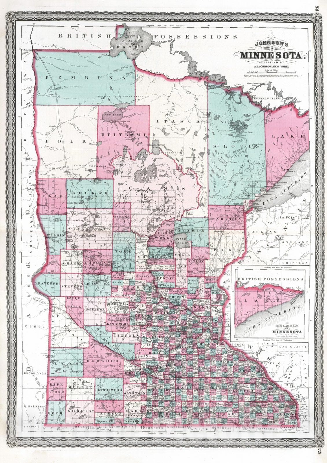 Historic Map : 1870 Minnesota. - Vintage Wall Art – Historic Pictoric