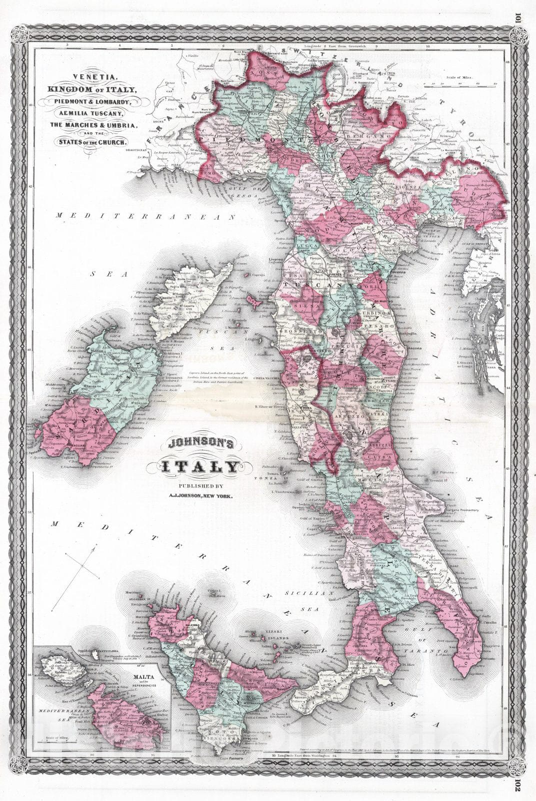Historic Map : 1870 Italy : Vintage Wall Art – Historic Pictoric