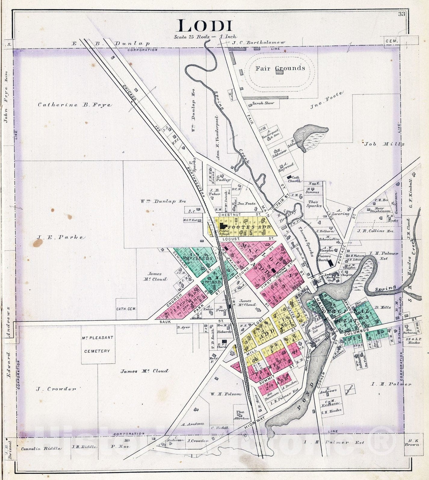 Historic Map - 1890 Lodi, Wisconsin, Atlas - Vintage Wall Art ...