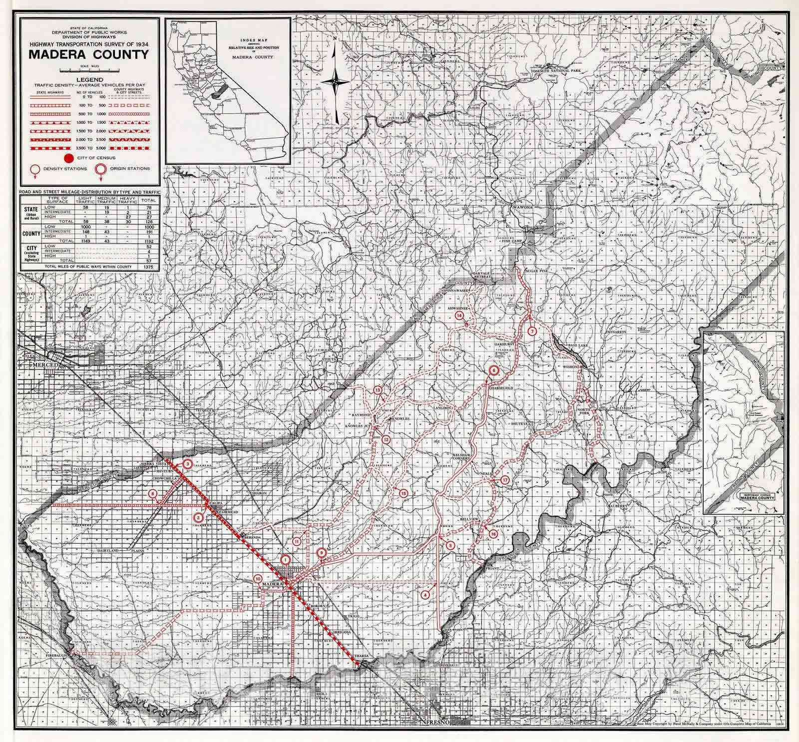 Historic Wall Map : 1935 Madera County. - Vintage Wall Art – Historic ...
