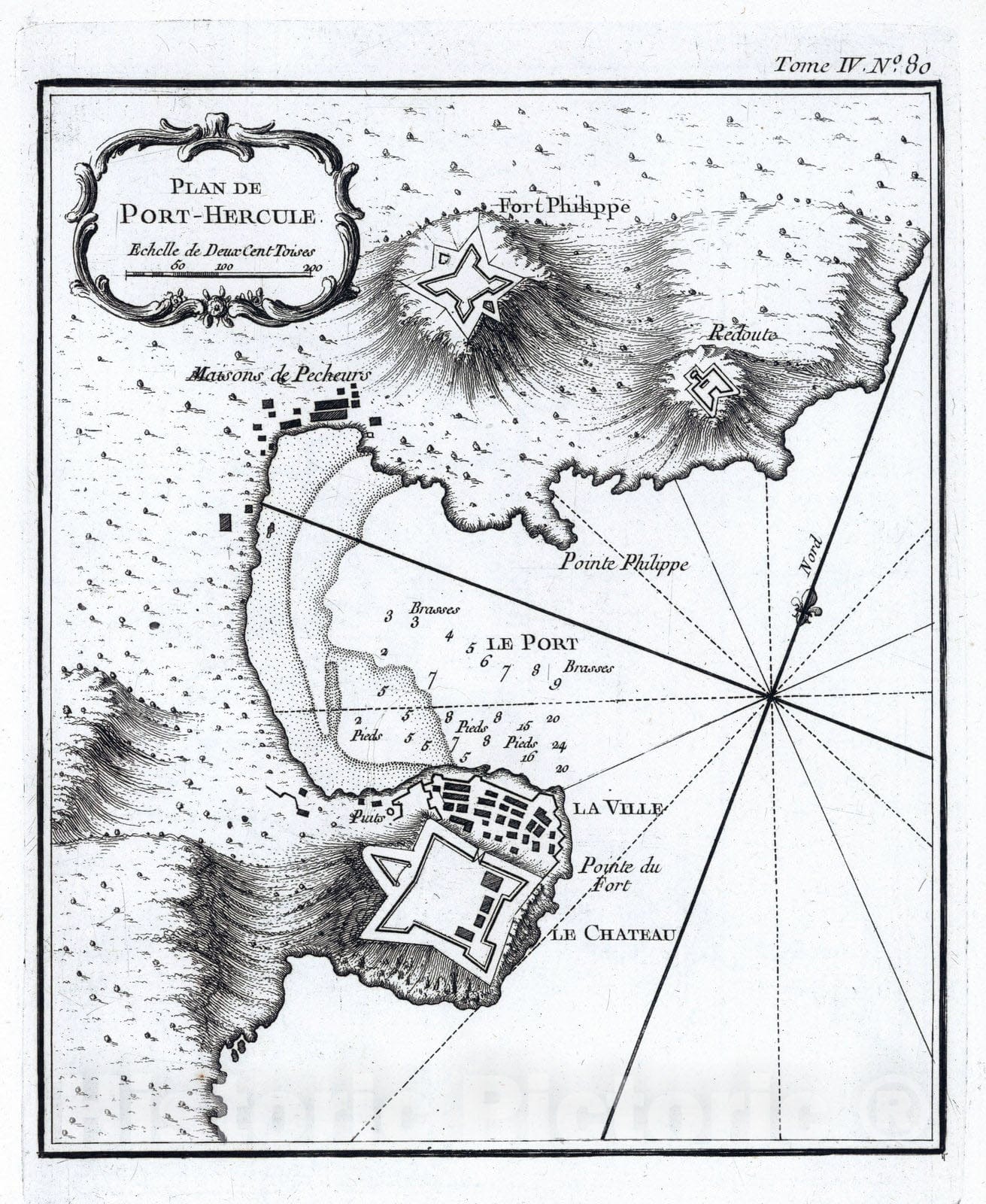 Historic Map : Chart Atlas - 1764 Plan de Port-Hercule - Vintage Wall ...
