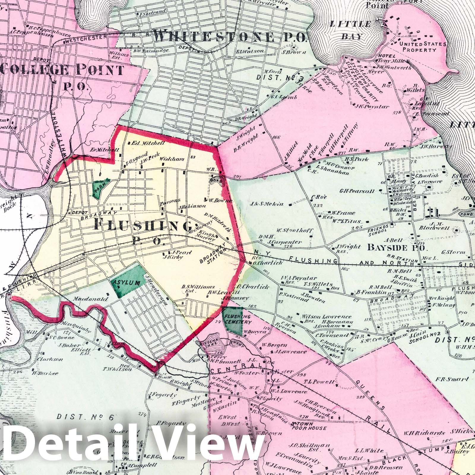 Historic Map : 1873 Flushing. Long Island. - Vintage Wall Art ...