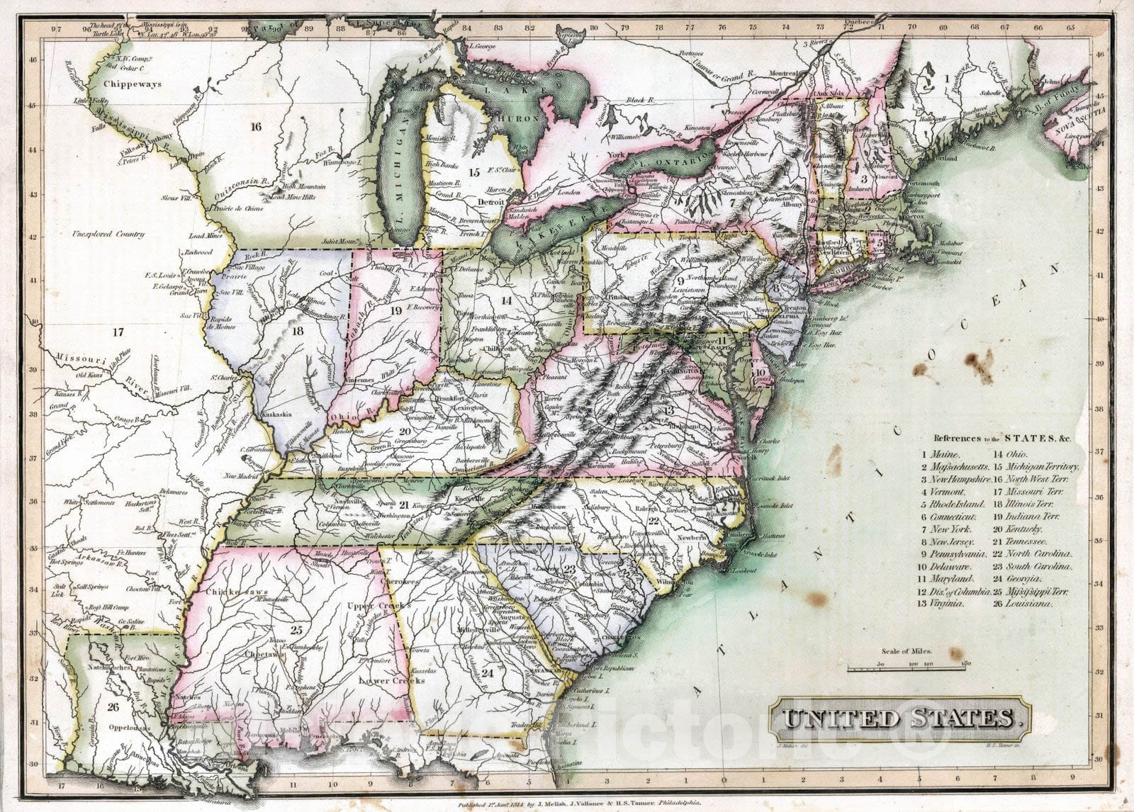 Historic Map : School Atlas - 1814 United States - Vintage Wall Art ...