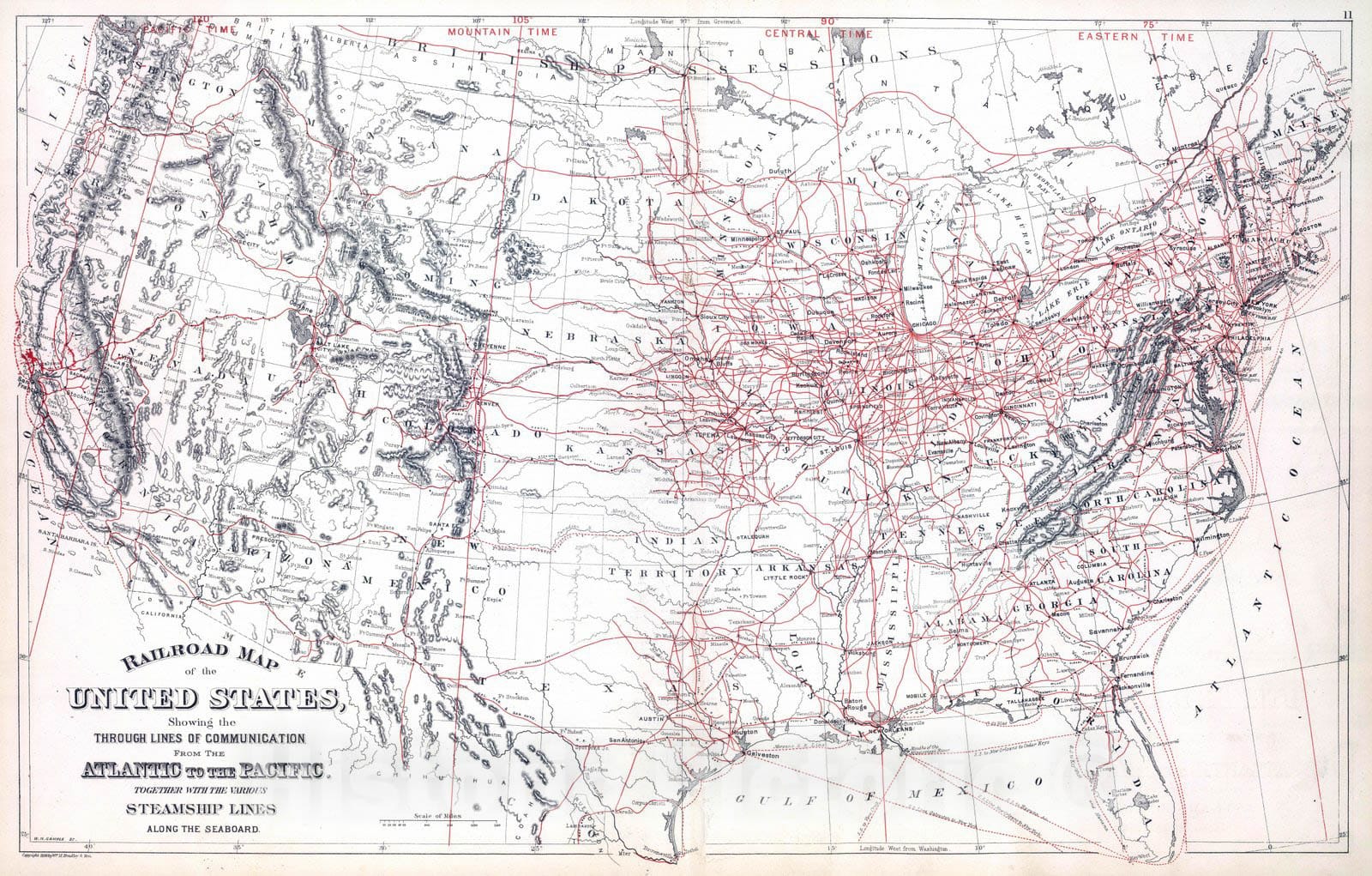 Historic Map : 1886 Railroad map U.S. - Vintage Wall Art – Historic ...