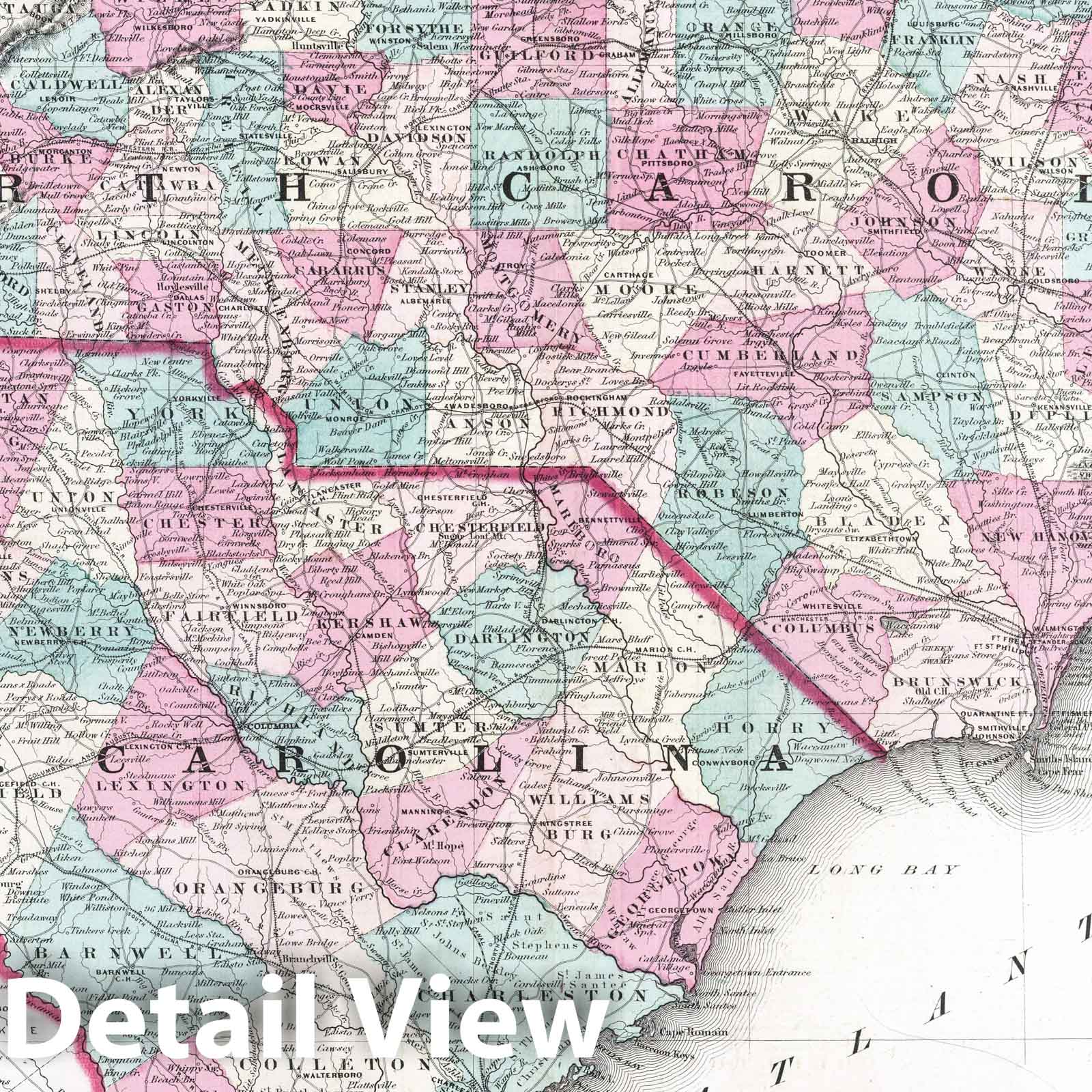 Historic Map : 1870 Carolina and South Carolina. - Vintage Wall Art ...