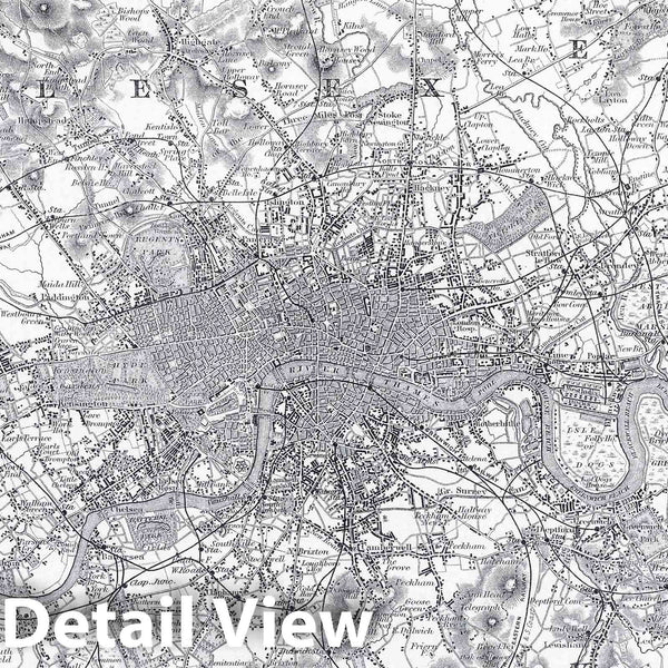 Historic Map : 1865 London, England. - Vintage Wall Art - Historic Pictoric