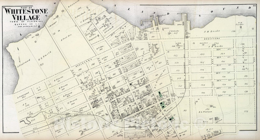 Historic Map - 1873 Whitestone Village, in Flushing. Long Island. v1 ...