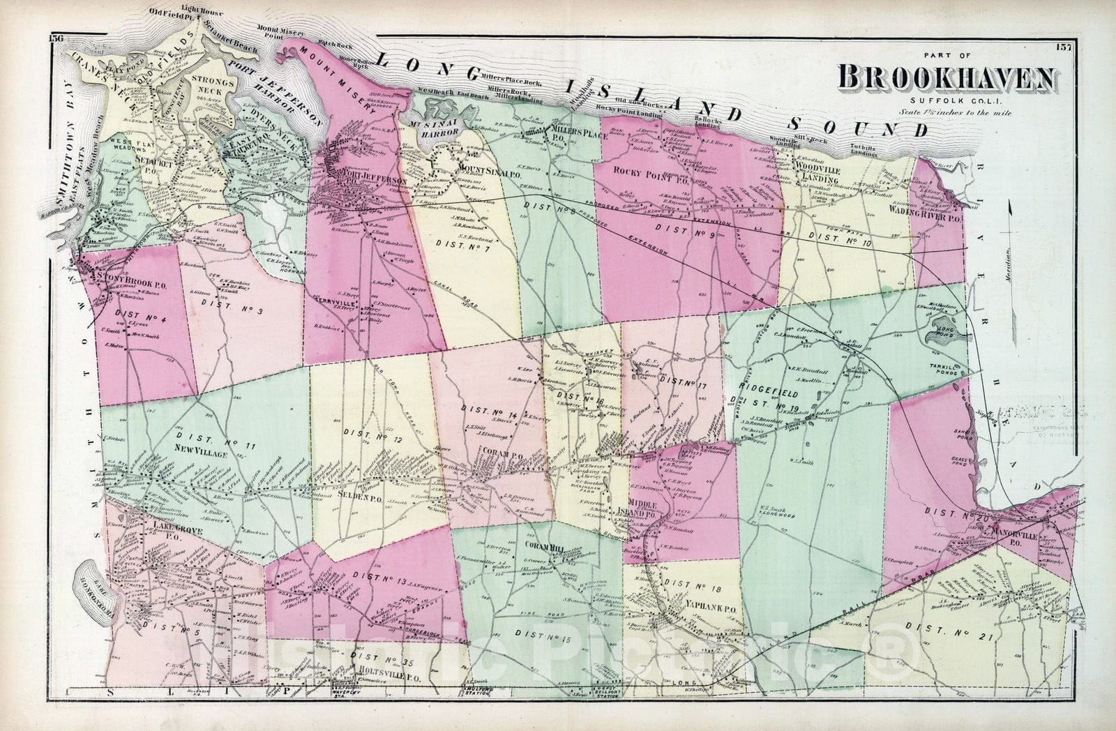 Historic Map : 1873 Brookhaven. Long Island. v2 - Vintage Wall Art ...