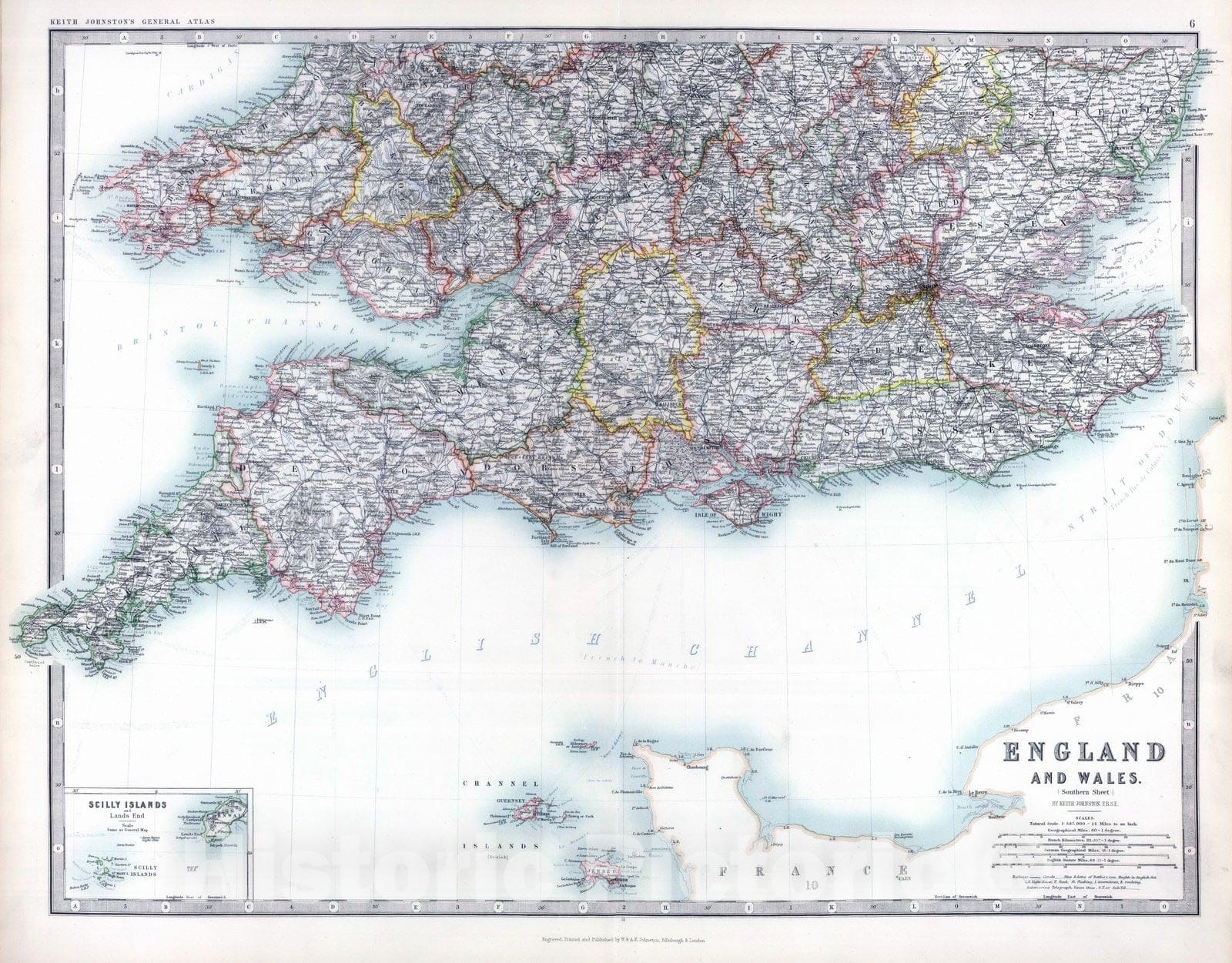 Historic Map : 1893 England and Wales (southern sheet). - Vintage Wall ...