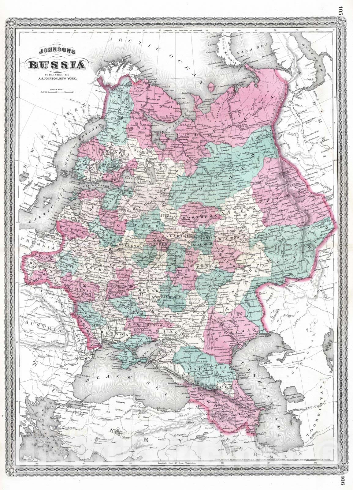 Historic Map : 1870 Russia : Vintage Wall Art – Historic Pictoric